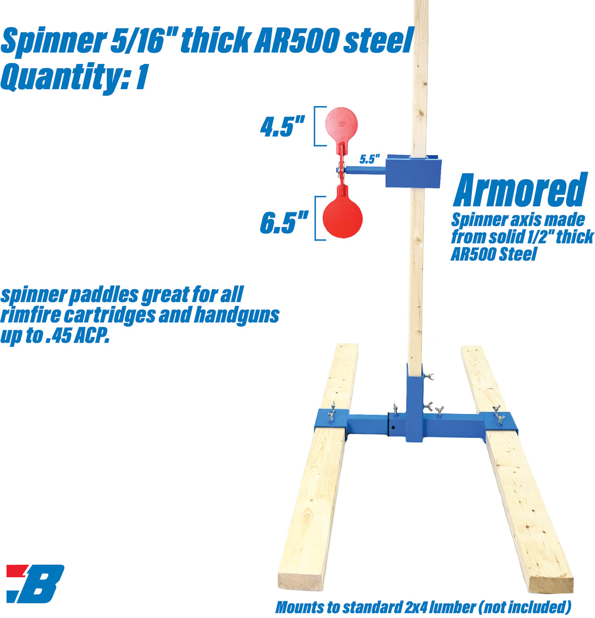 Bash Targets Target Stand Spinner 2x4 - 5/16" — Targets Unlimited
