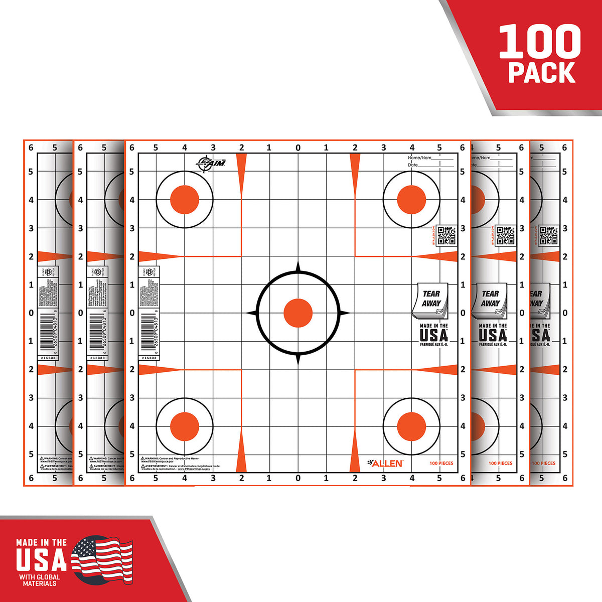 EZAim SightIn Shooting Target Grid SelfAdhesive Paper Target 12" x 12 ...