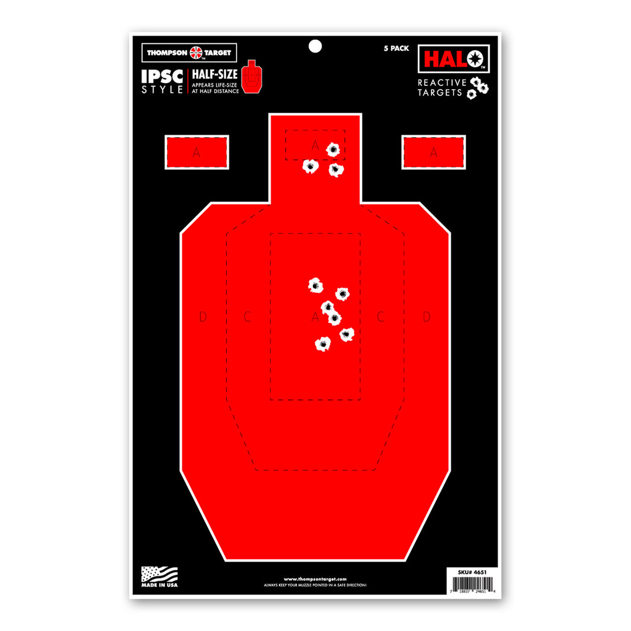 HALO IPSC Style Half-Size Reactive Shooting Targets - 12.5"x19 ...