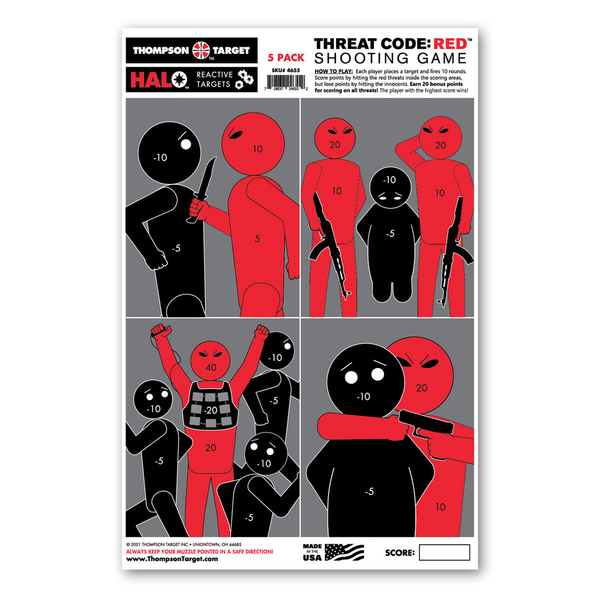 HALO Threat Code: RED - Reactive Shooting Game Targets - 12.5"x19 ...