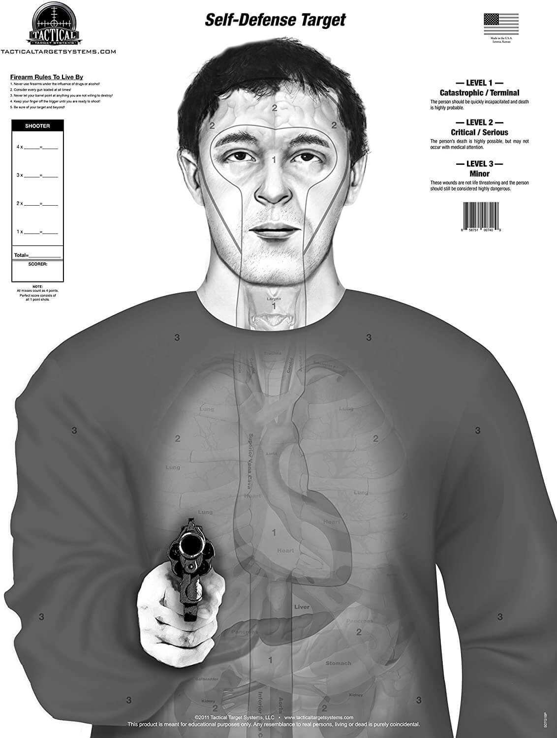 Gray-Scale Anatomy Target Pad (25 Pack) 19" x 25" — Targets Unlimited